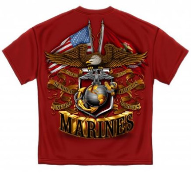 USMC "Double Eagle And Flags" T-Shirt - CampXSurplus