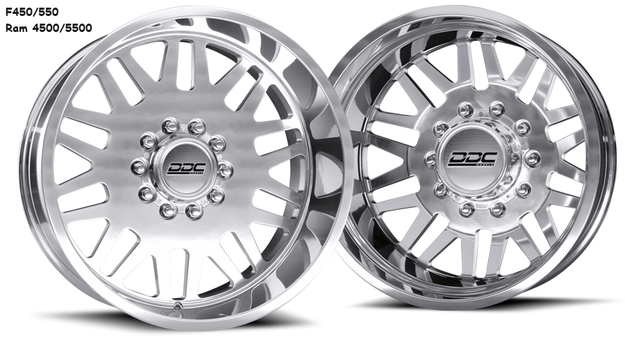 20 & 22 DDC Aftermath Polished Super Single Dually Wheels