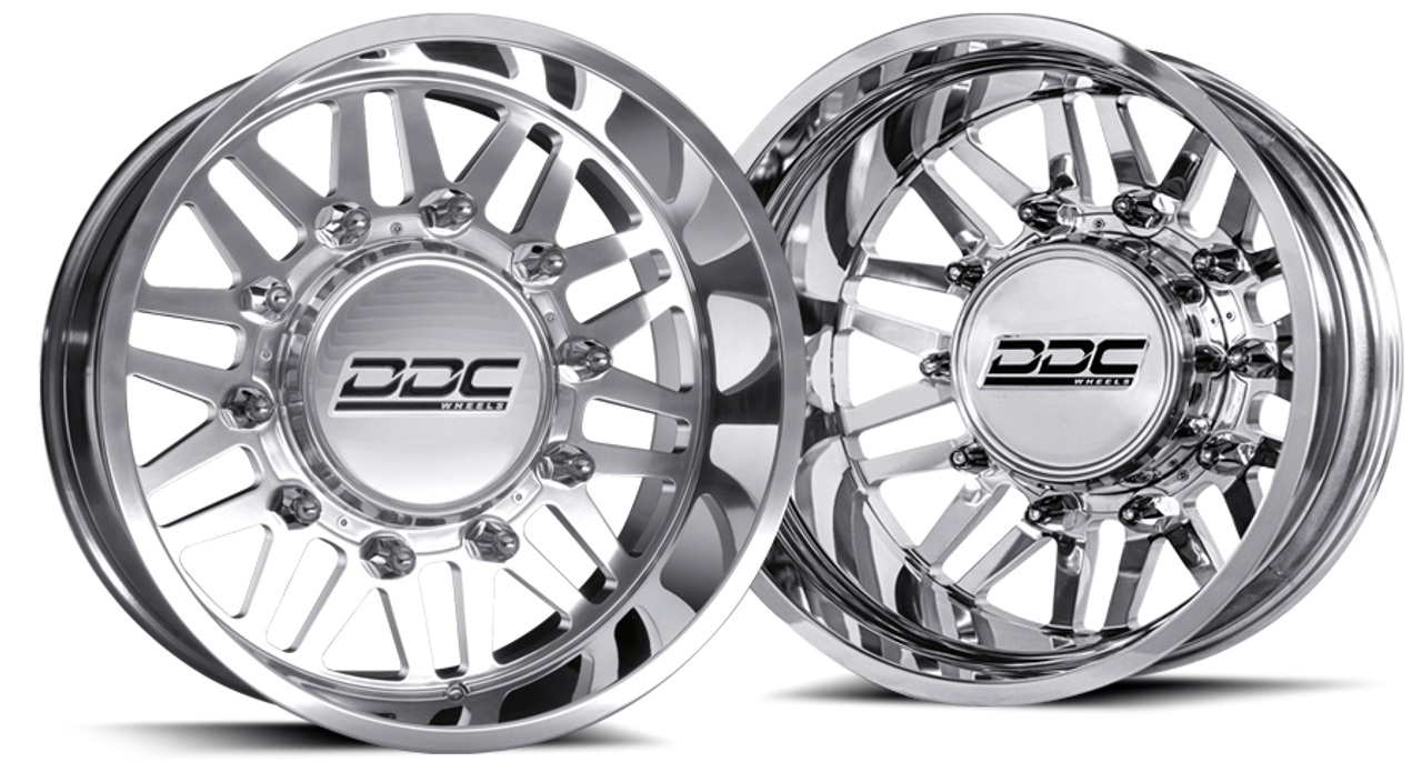 20 & 22 DDC Aftermath Polished Super Single Dually Wheels