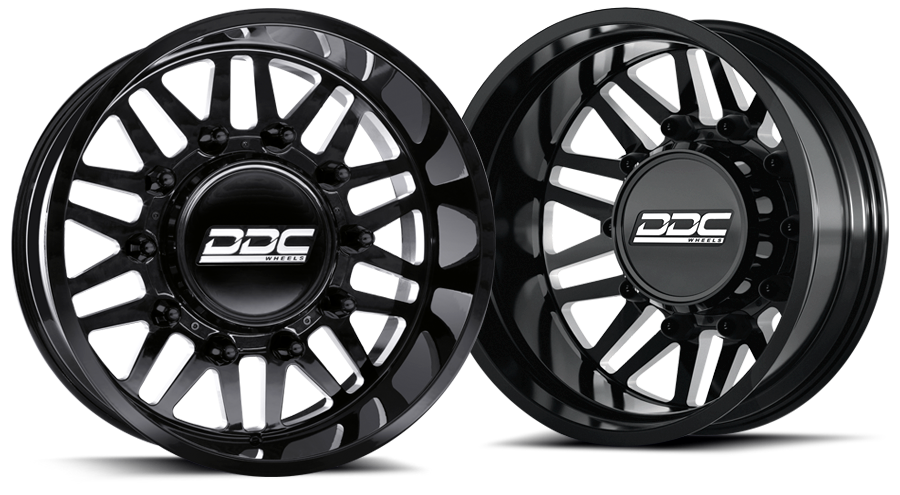 20 & 22 DDC Aftermath Black/Milled Super Single Dually Wheels
