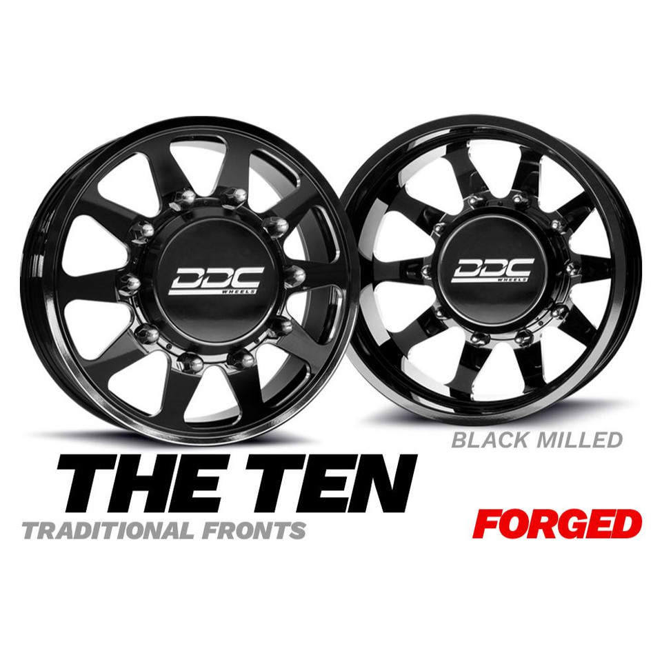20, 22 & 24 DDC The Ten Forged Black/Milled Dually Wheels