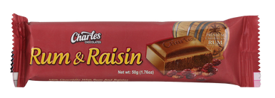 Charles Rum & Raisin Chocolate Bar 50g