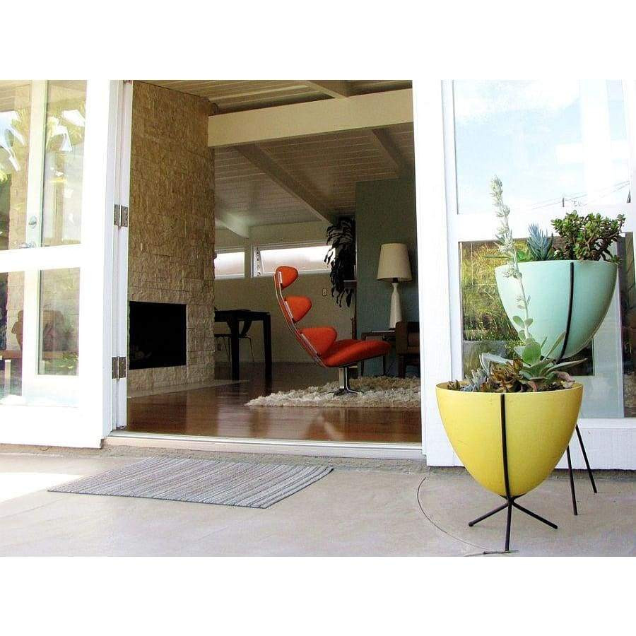 Mid Century Bullet Planter Rattan - Designdistrict
