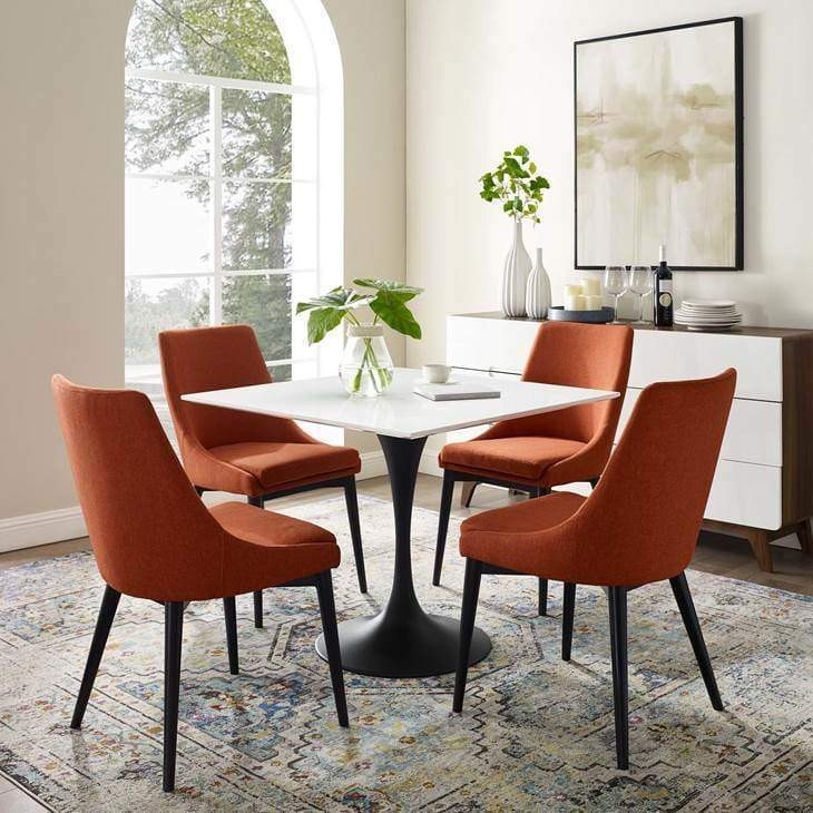 Pedestal Design 47 Square Wood Top Dining Table Black White