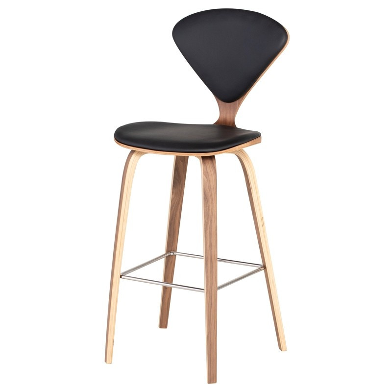Cherner Premium Bar Stool in Black Leather - Designdistrict