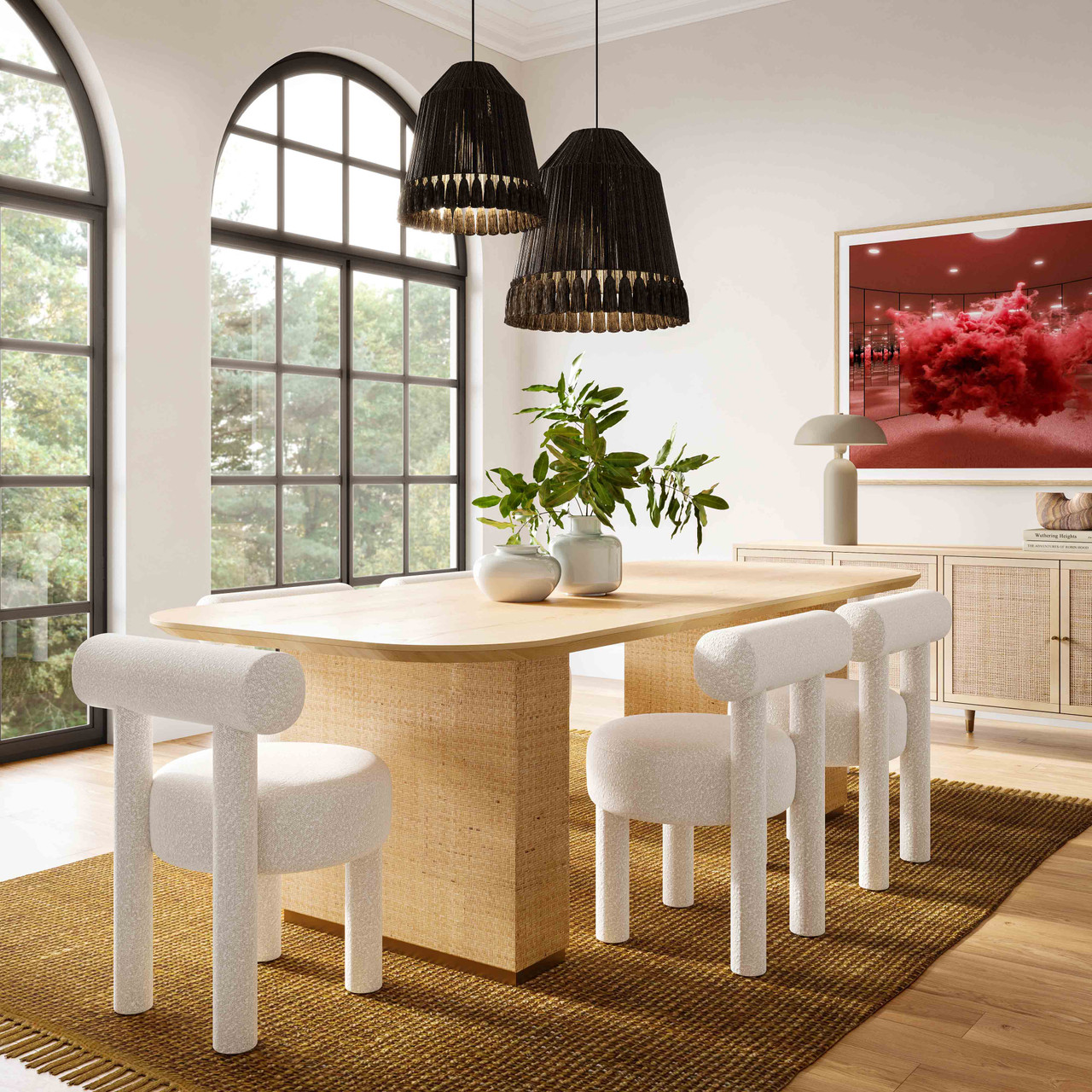 Adair Ehite Gloss and Natural Ash Dining Table