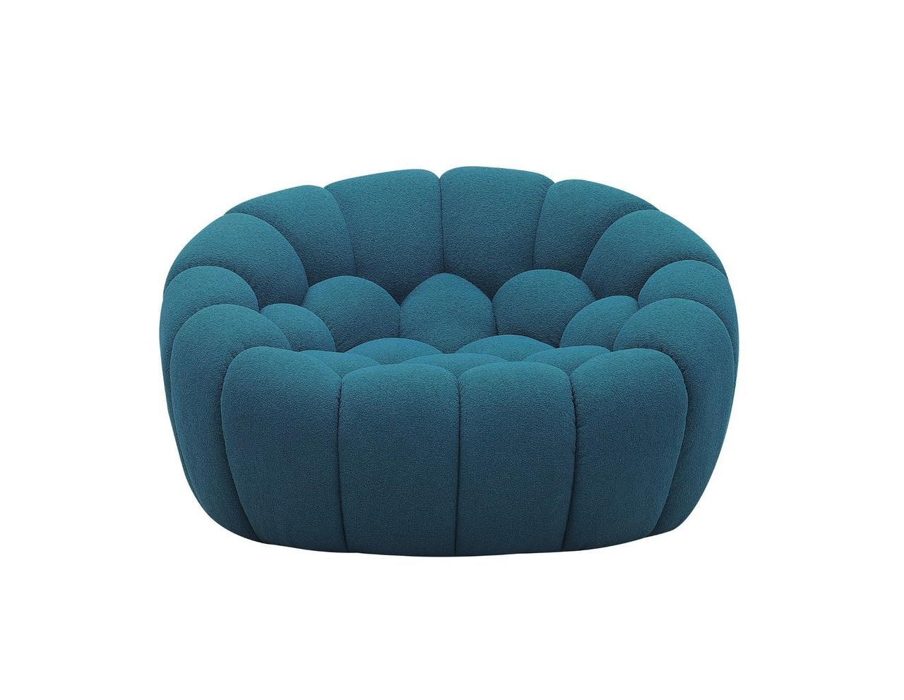 Yarrow Curved Teal Fabric Short Sofa