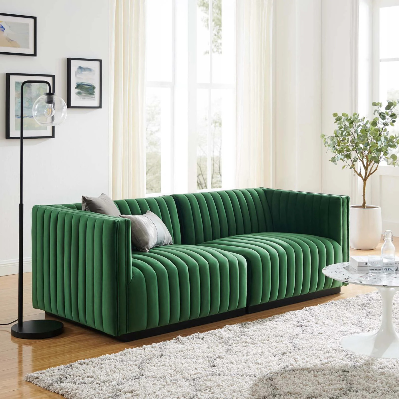 Copeland Performance Velvet Small Sofa, Emerald