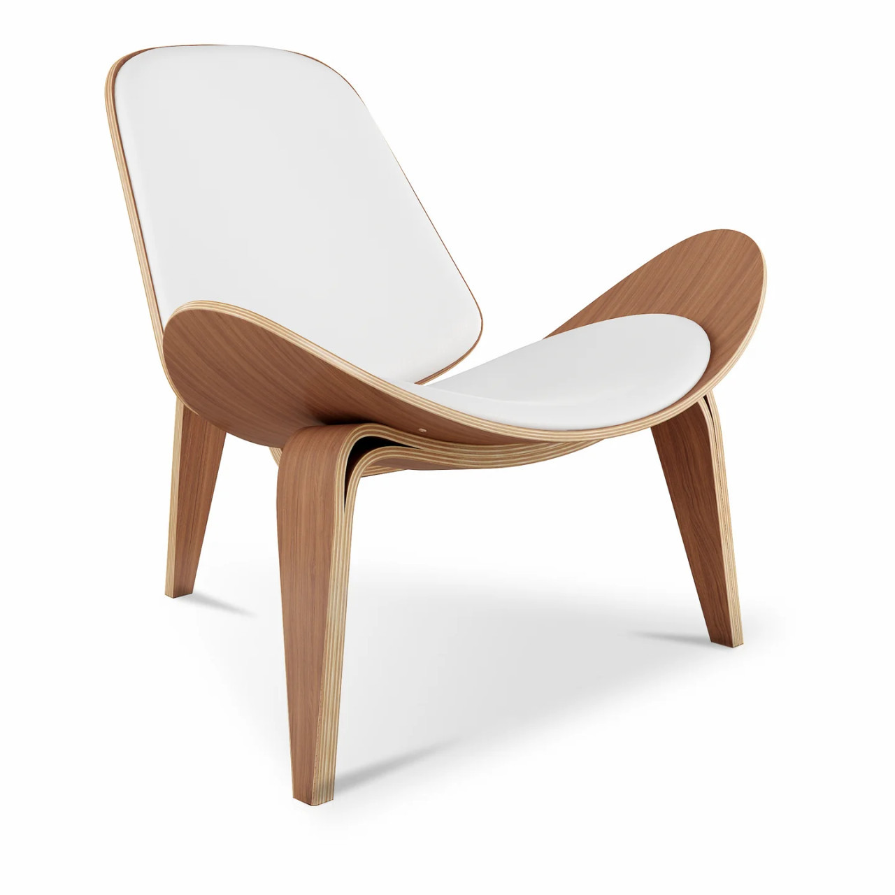 Archie Shell Chair, White Italian Leather