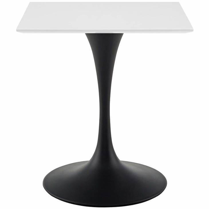 Pedestal Design 47 Square Wood Top Dining Table Black White