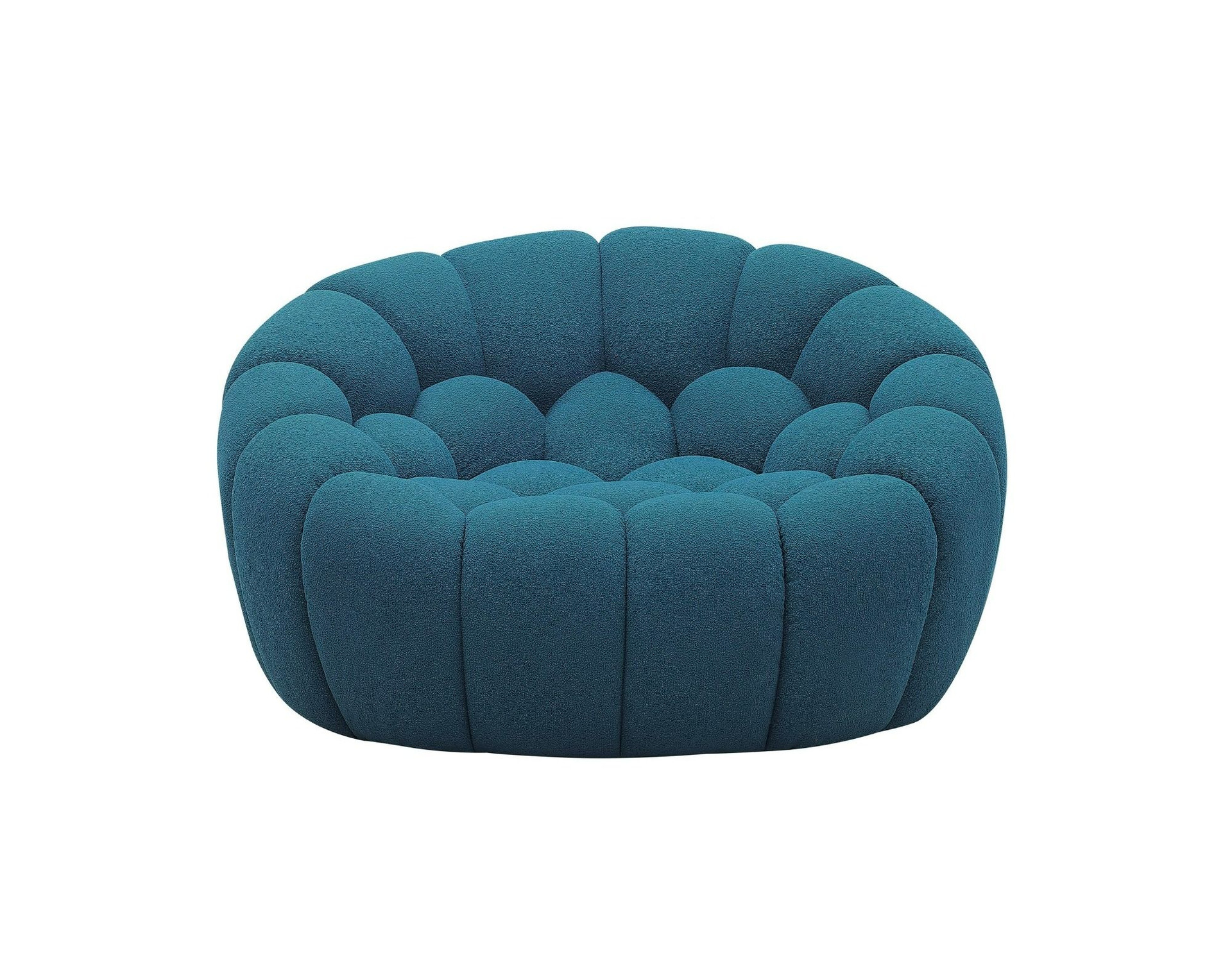 Yarrow Curved Teal Fabric Short Sofa