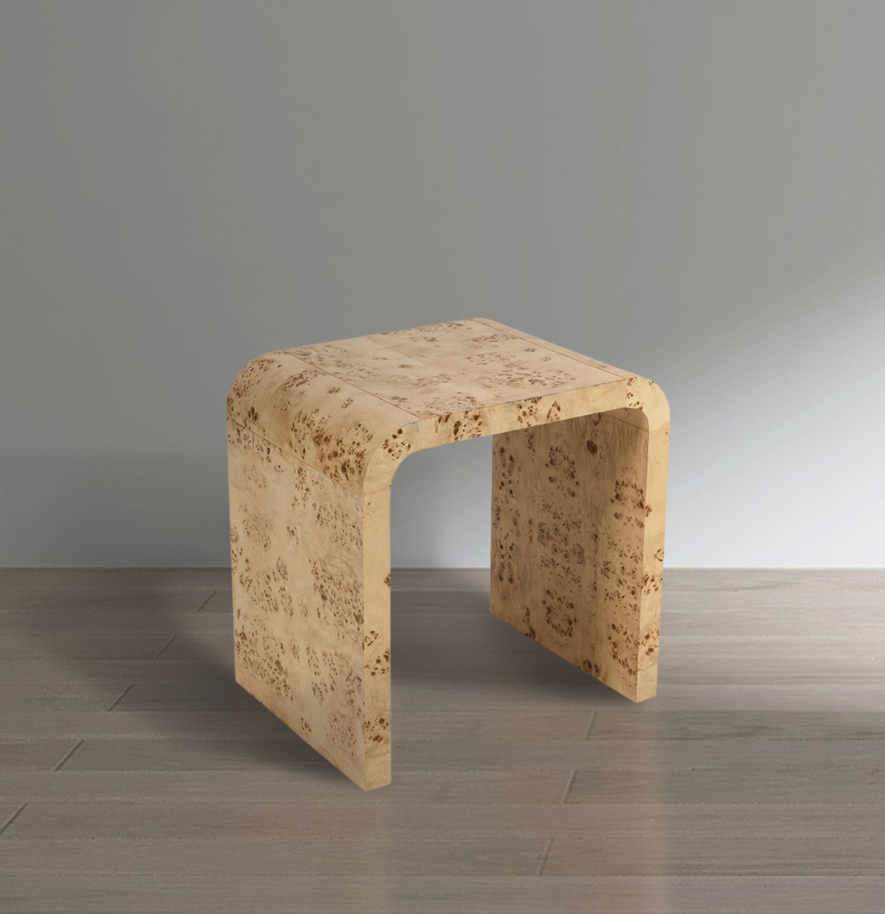 Crescent Burl Wood Console Table