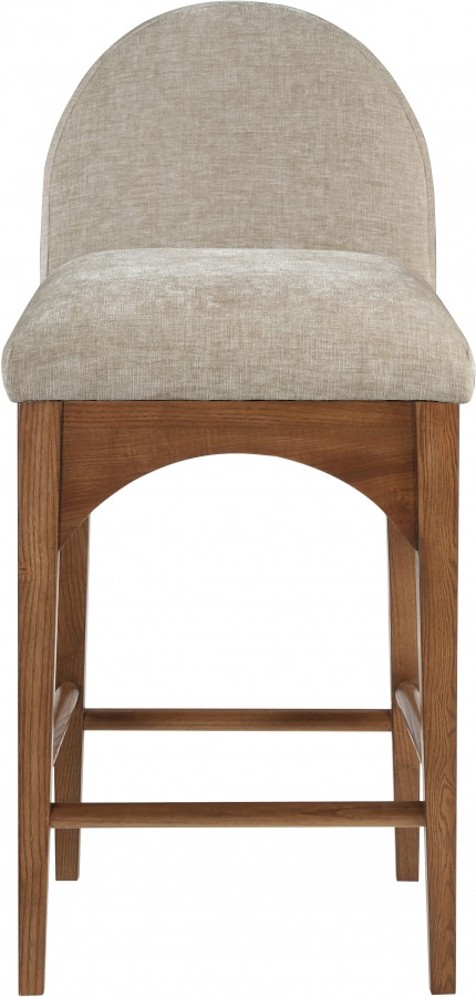 Serano Linen Textured Fabric Upholstered Fluted Counter Stool, Walnut ...