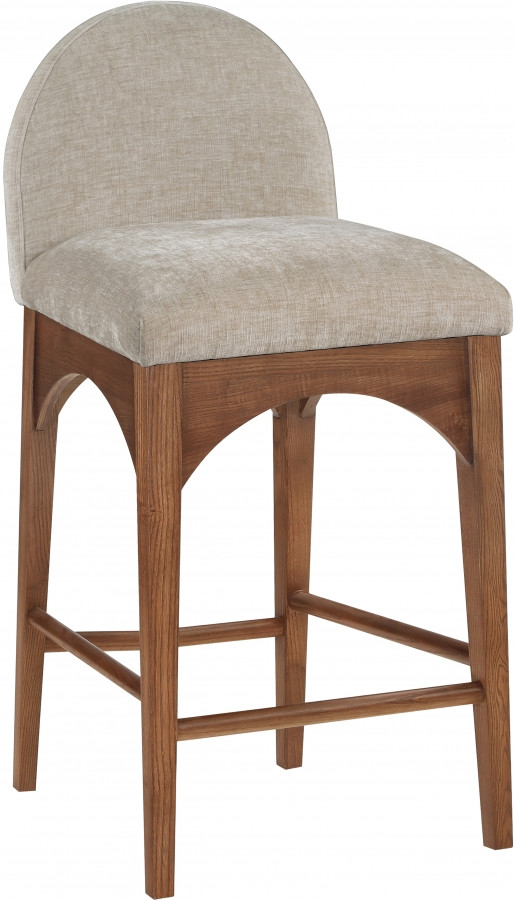 Serano Linen Textured Fabric Upholstered Fluted Counter Stool, Walnut ...