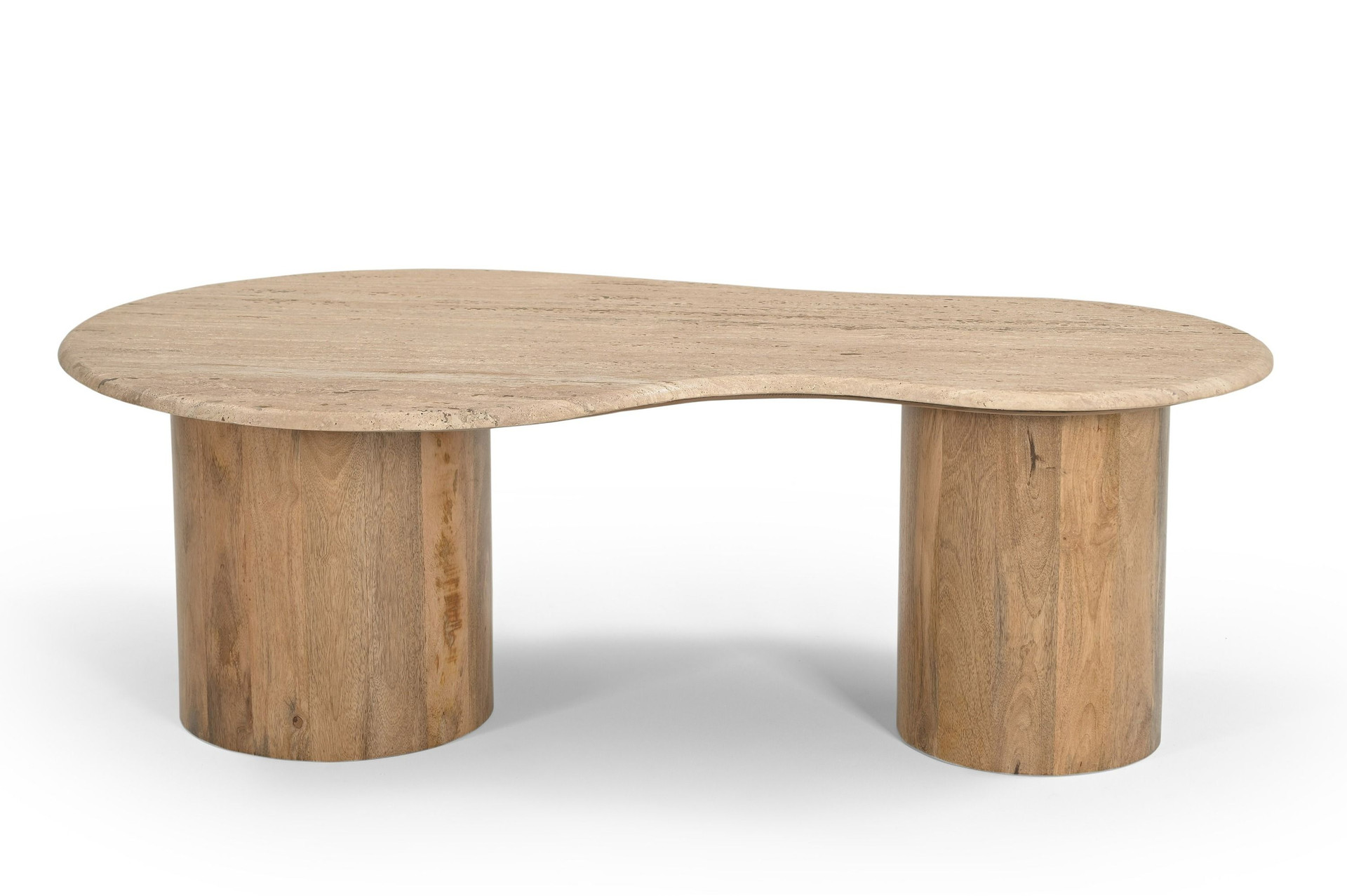 Gibson Travertine Marble Freeform Coffee Table