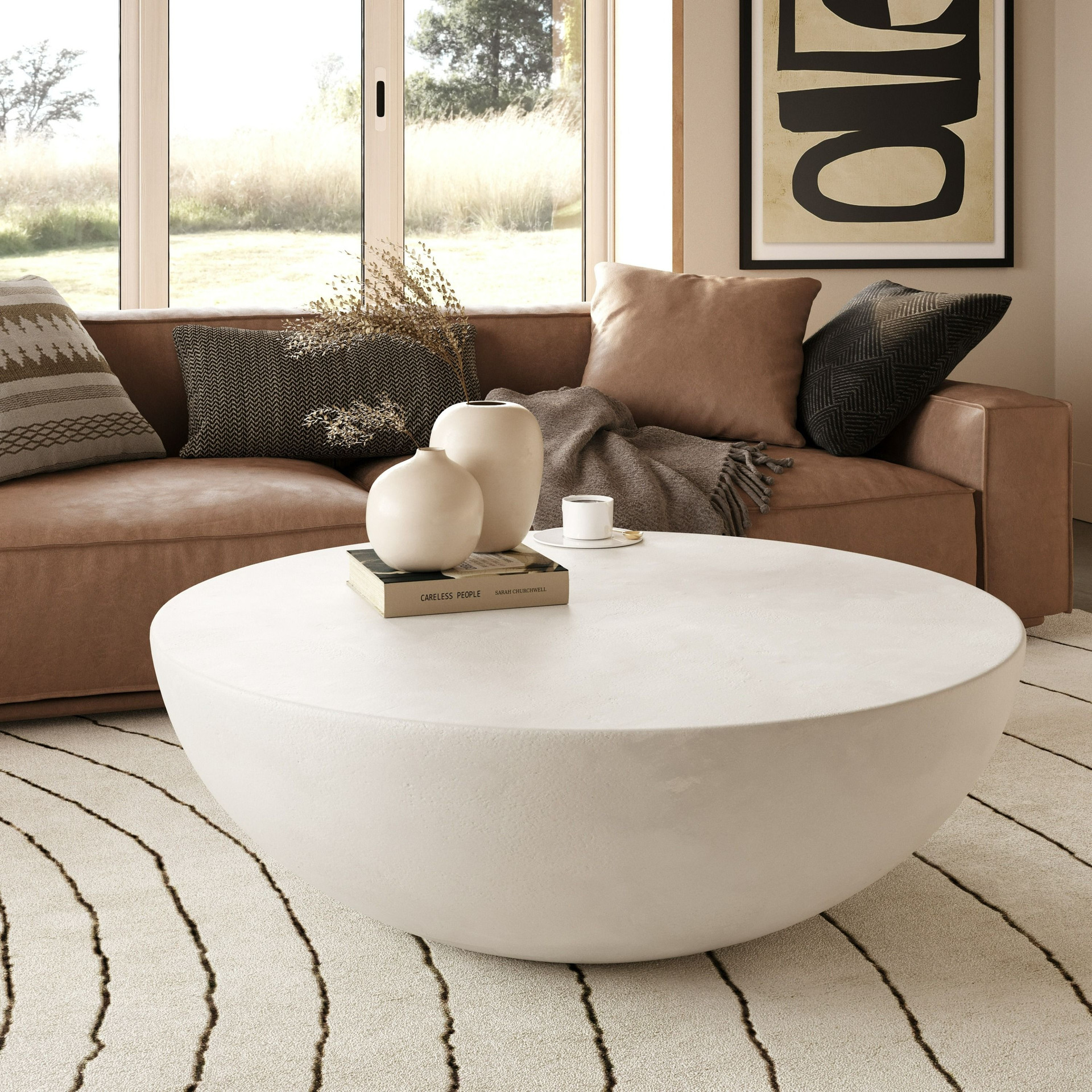 Ursula Beige Concrete Round Coffee Table