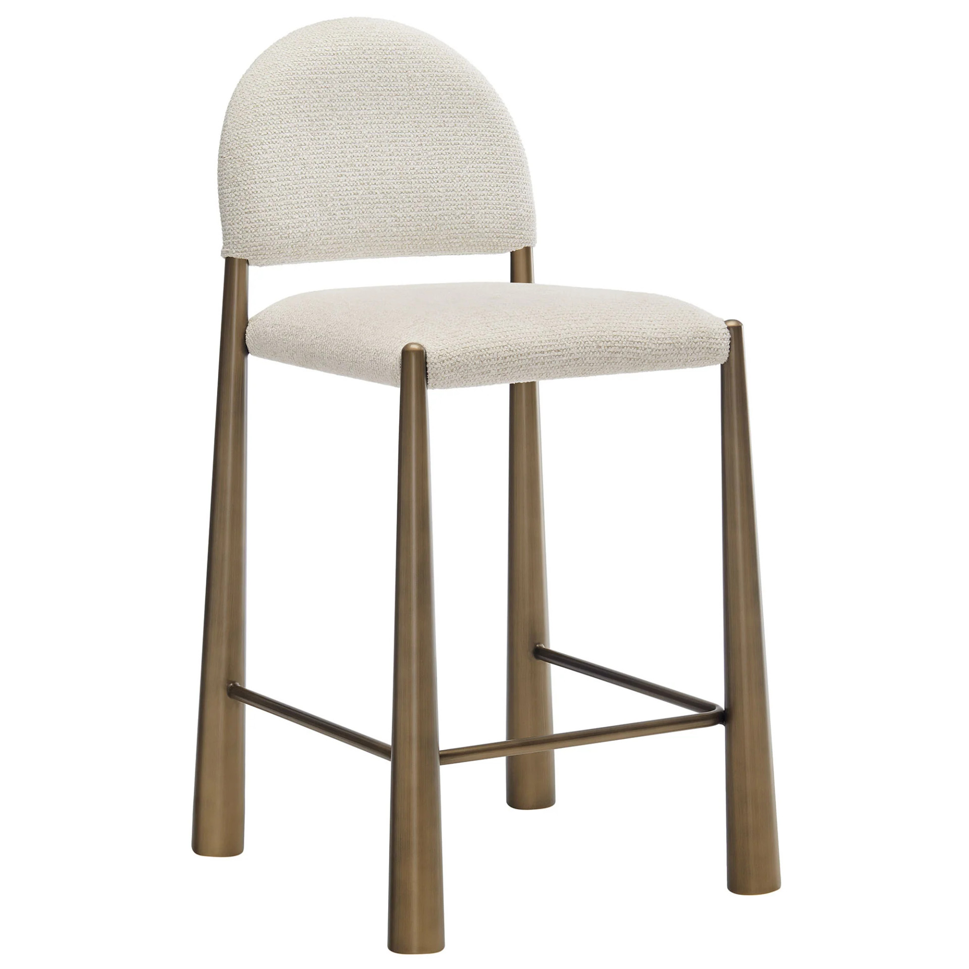 Serano Linen Textured Fabric Upholstered Fluted Counter Stool, Walnut ...