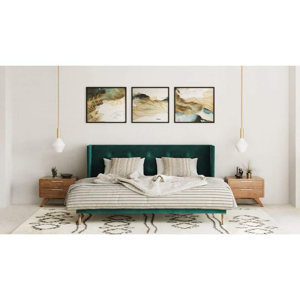 Soren Chevron Walnut Bed King - Designdistrict
