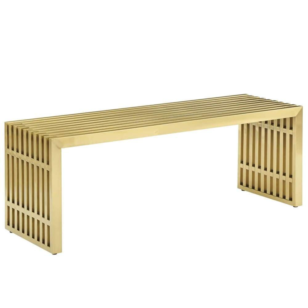 GRIDIRON LARGE STAINLESS STEEL BENCH GOLD - Designdistrict