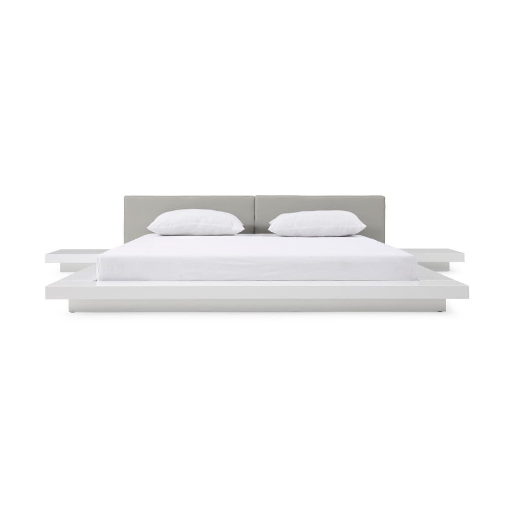 ModRest Walnut & White Platform Bed Queen - Designdistrict