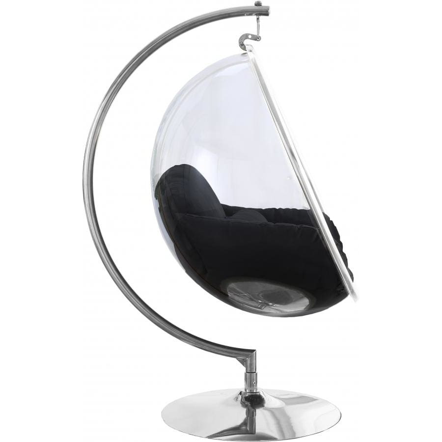 Swing Bubble Chair Chrome Metal Base Pink Fabric