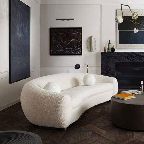 Pascal Swivel Accent Chair in Bone Boucle Textured Fabric