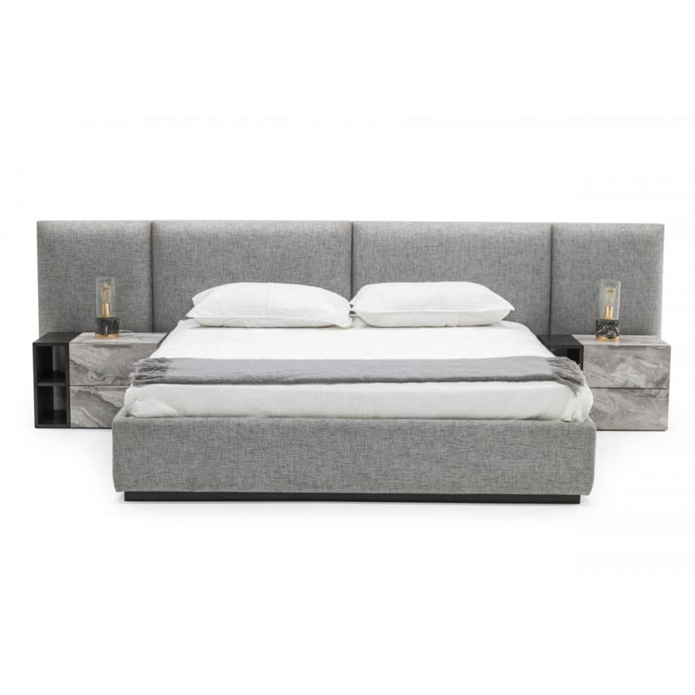 ModRest Walnut & White Platform Bed Queen - Designdistrict