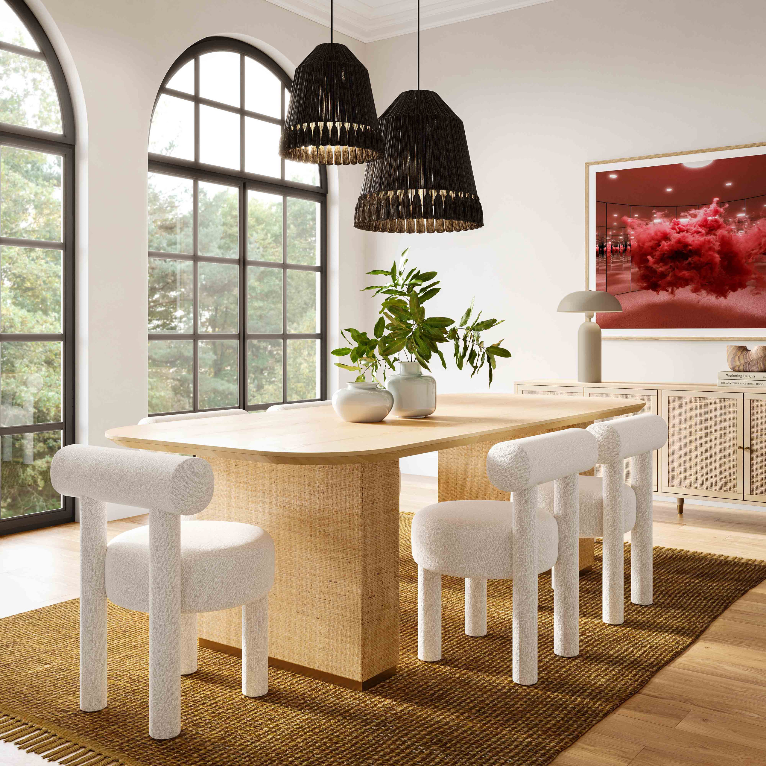 Adair Ehite Gloss and Natural Ash Dining Table