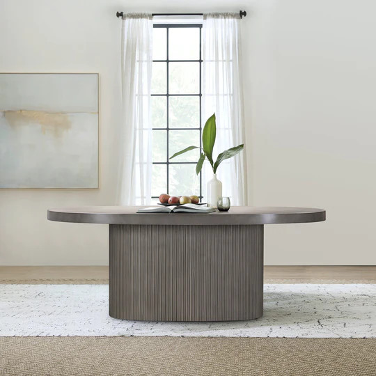 Glacier Oval Grey Concrete Dining Table
