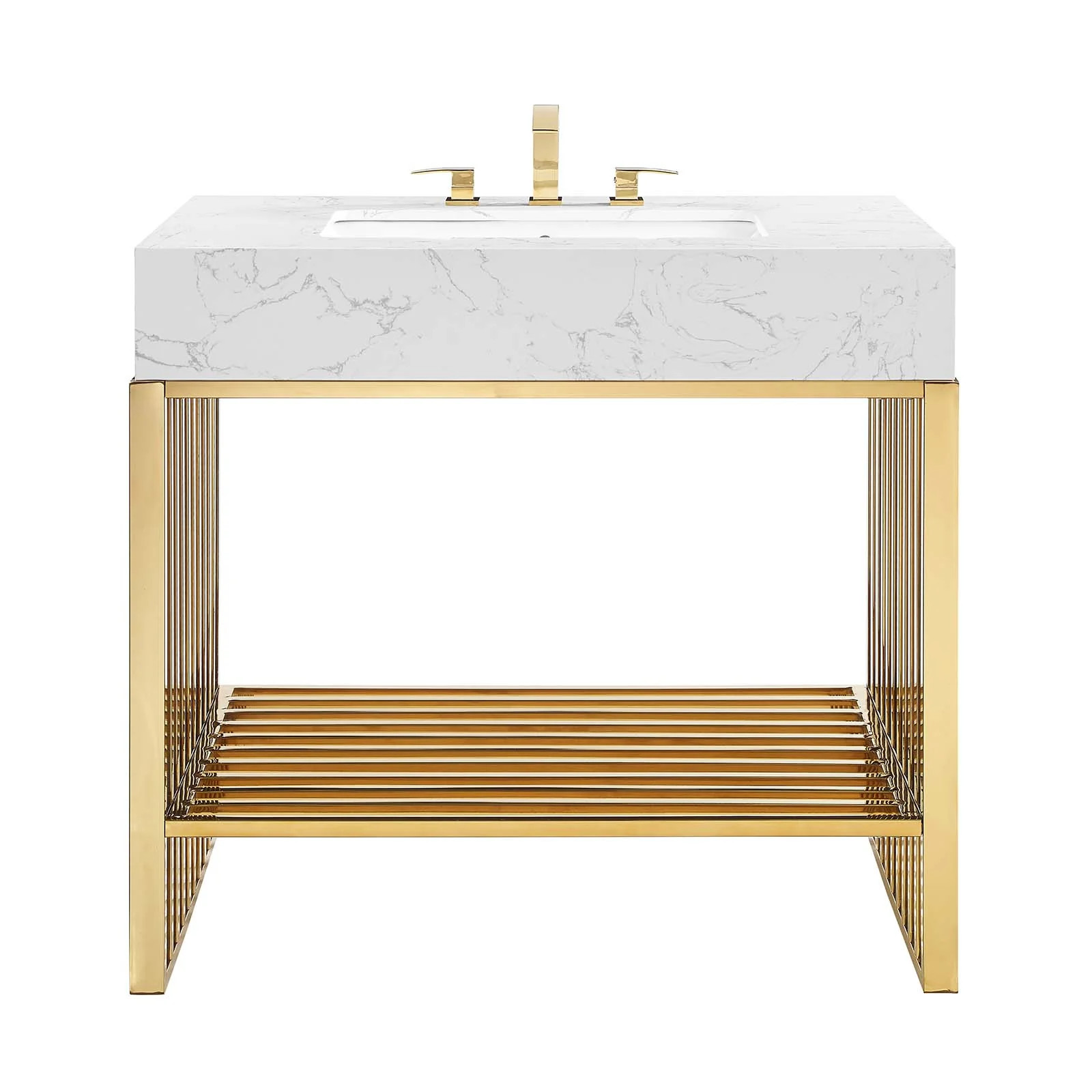 Kingston 60" Gold Stainless Steel Bathroom Vanity