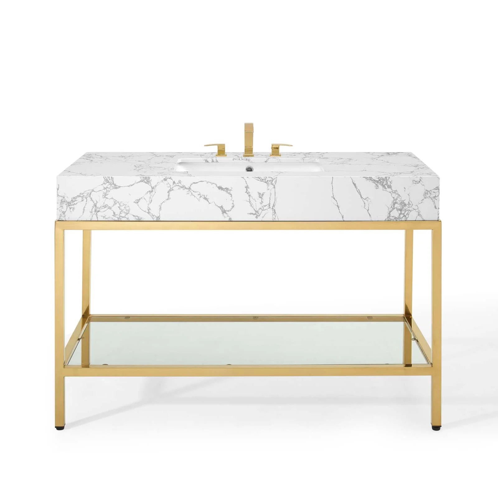 Kingston 60" Gold Stainless Steel Bathroom Vanity