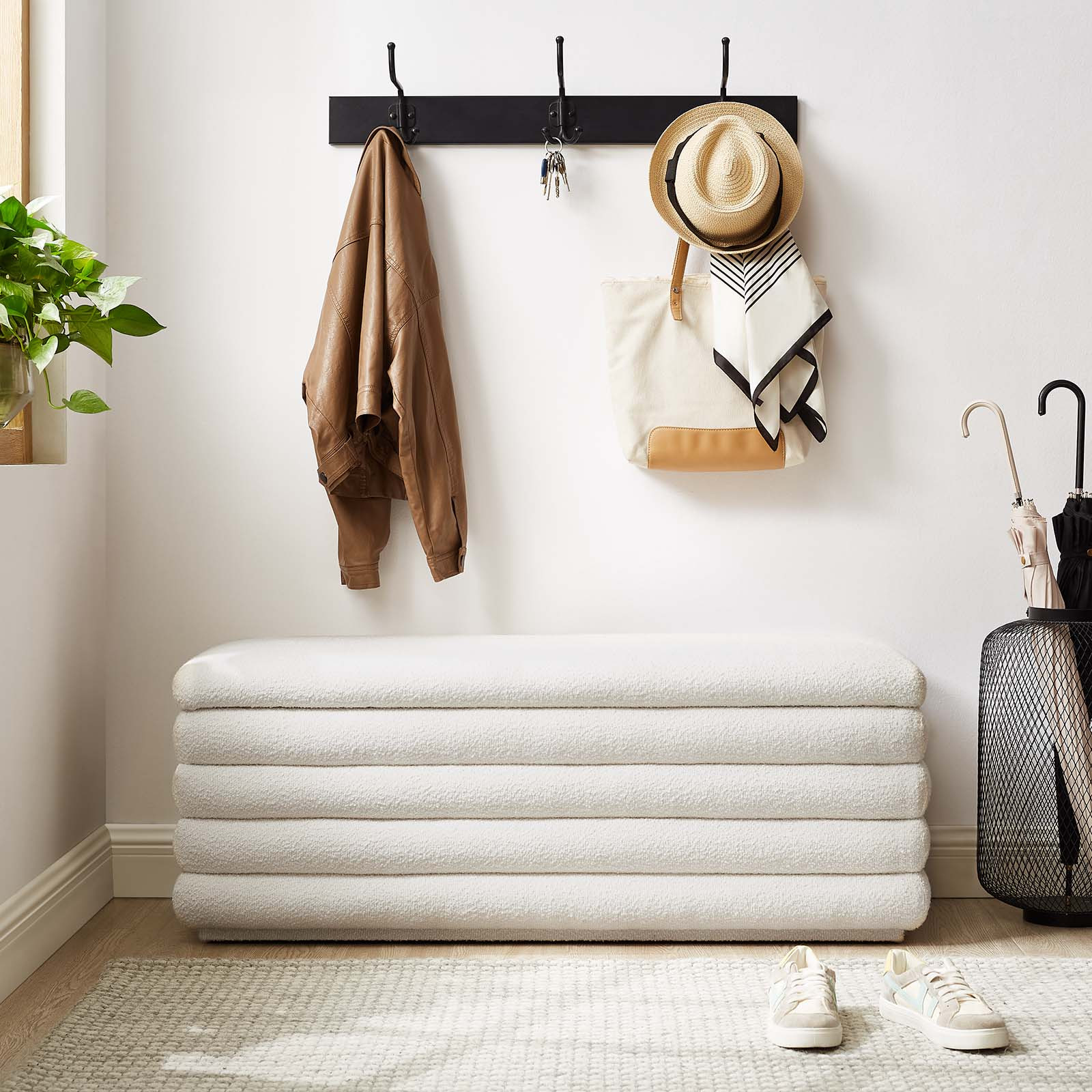 Nikko 52" Boucle Fabric Bench
