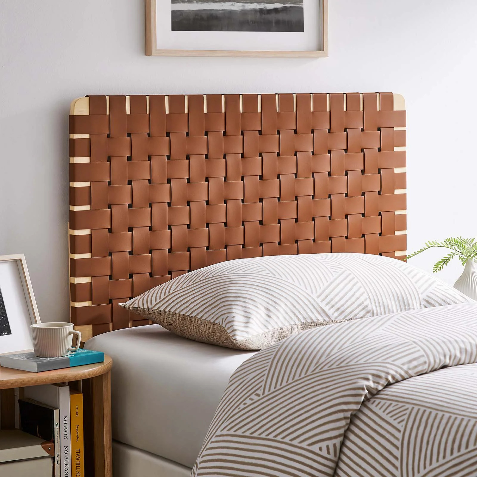Syracuse Vegan Leather Weave Headboard, Full