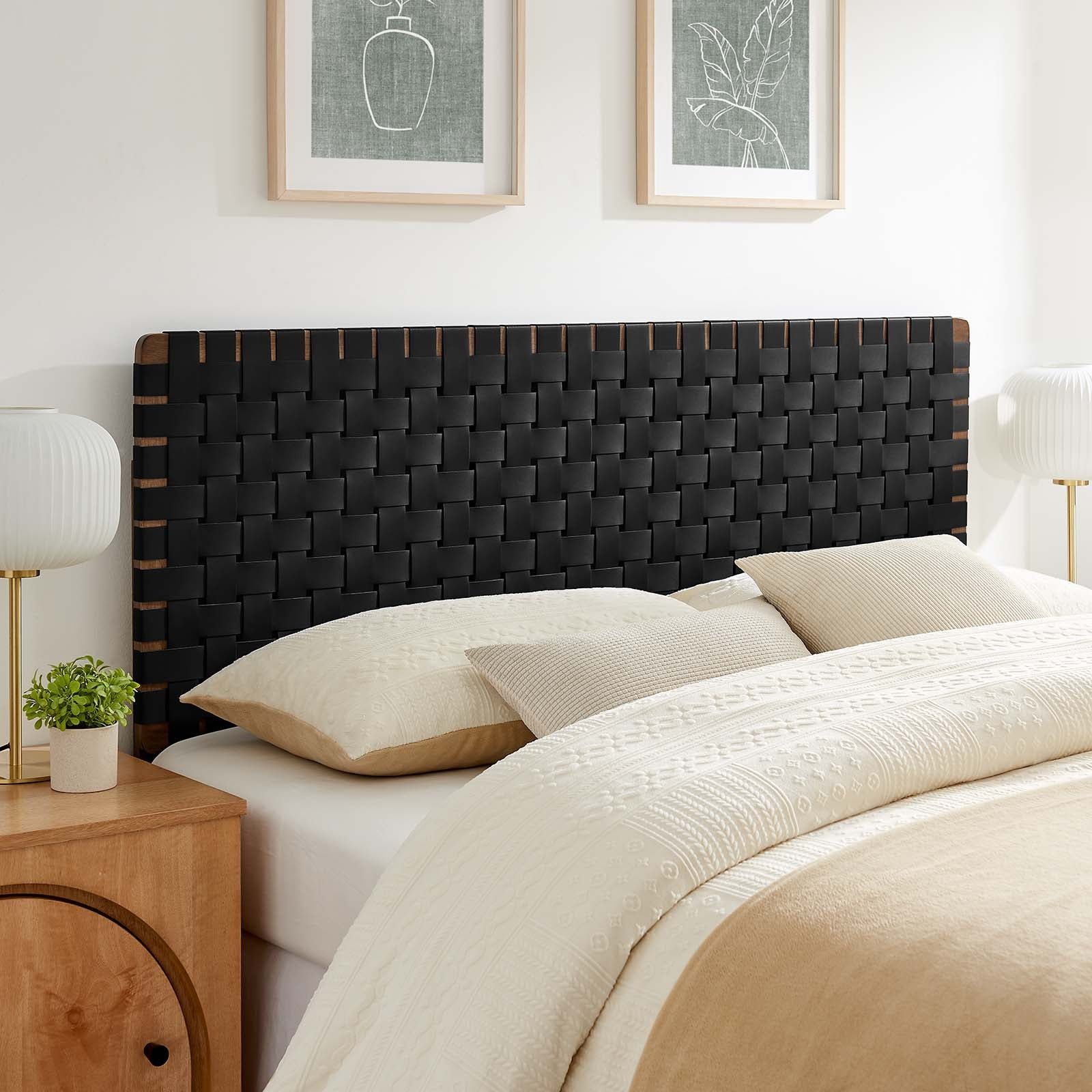 Syracuse Vegan Leather Weave Headboard, Full