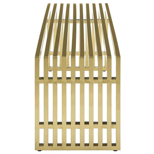 GRIDIRON LARGE STAINLESS STEEL BENCH GOLD - Designdistrict