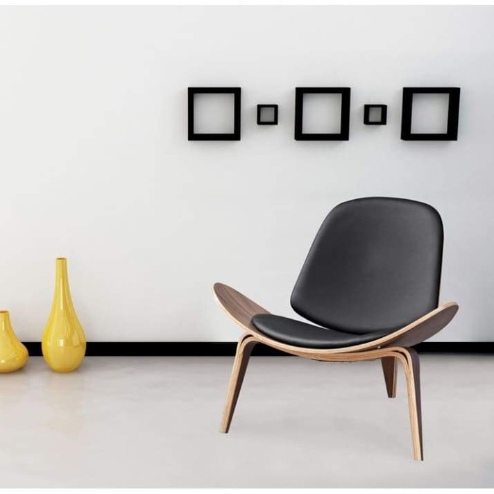 Shell Chair Black Leather - Designdistrict