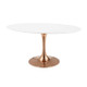 PEDESTAL DESIGN 60 OVAL WOOD TOP DINING TABLE ROSE GOLD