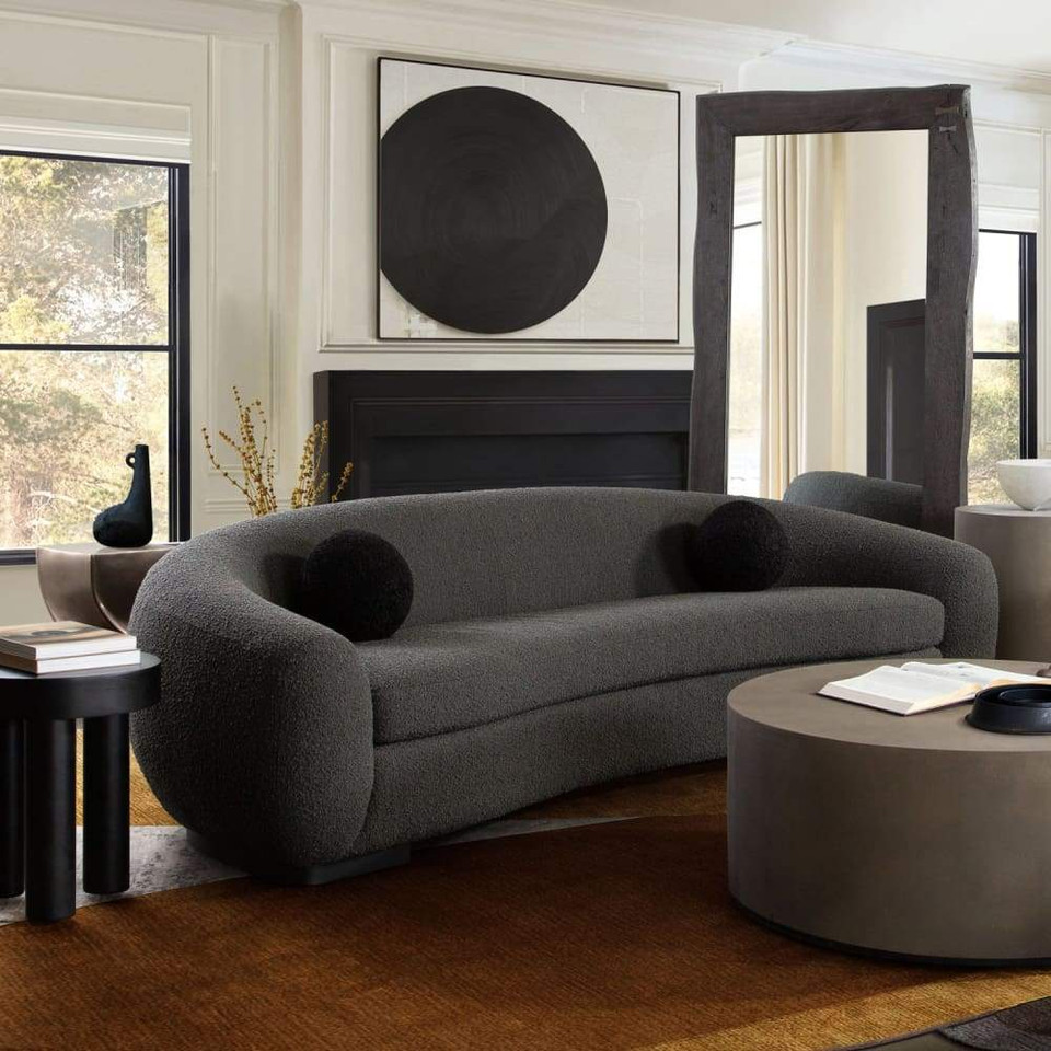 Pascal Sofa Bone Boucle Textured Fabric - Designdistrict