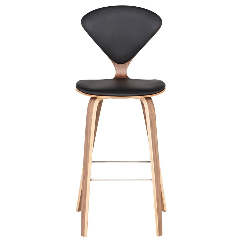 Cherner Premium Bar Stool in Black Leather - Designdistrict