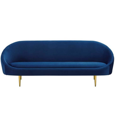 Saxton Vertical Curved Back Velvet Sofa Navy