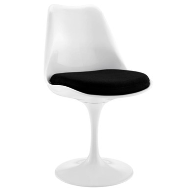 PEDESTAL DESIGN DINING FABRIC SIDE CHAIR BLACK