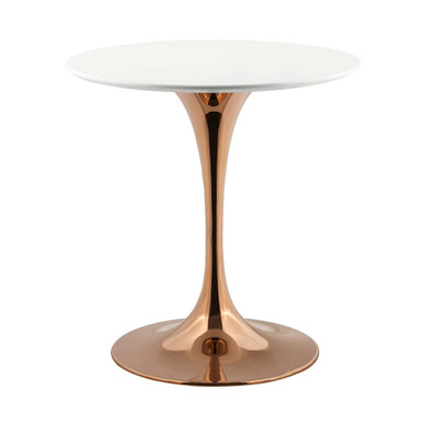 PEDESTAL DESIGN 28 WOOD TOP ROUND DINING TABLE ROSE GOLD