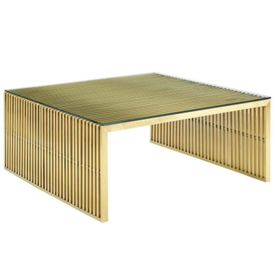 GRIDIRON STAINLESS STEEL COFFEE TABLE GOLD - Designdistrict
