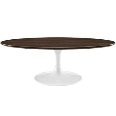PEDESTAL DESIGN 48 OVAL-SHAPED WALNUT COFFEE TABLE