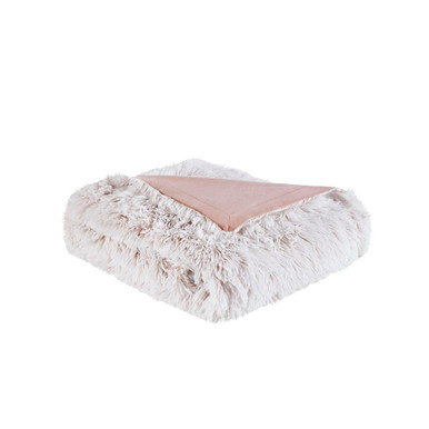 Emma Shaggy Faux Fur Throw Blush - Designdistrict