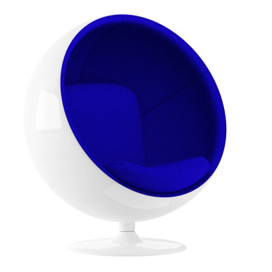 Ball Chair Blue, White Shell