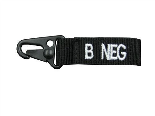 Black Blood Type Tag With White Lettering B Negative