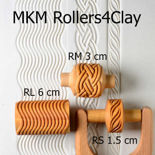 RS-001 Small Handle Roller – Basket Weave - Stone Leaf Pottery