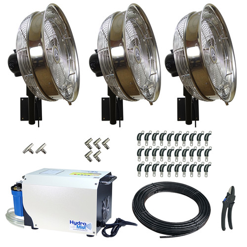 DIY 3-18" Stainless Steel Mist Fan Package w/ Pro 35 Pump 1000 PSI Pump ...