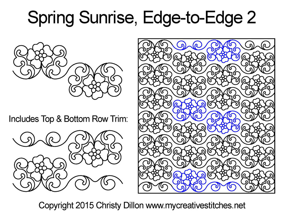 Computerized Quilting Pattern Spring Sunflower Edge-to-Edge
